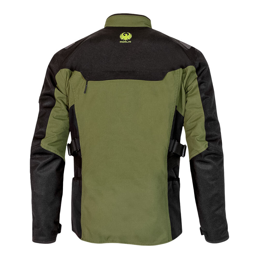 MERLIN NAVAR LAMINATED D3O ADVENTURE JACKET BLACK/DARK GREEN - Merlin
